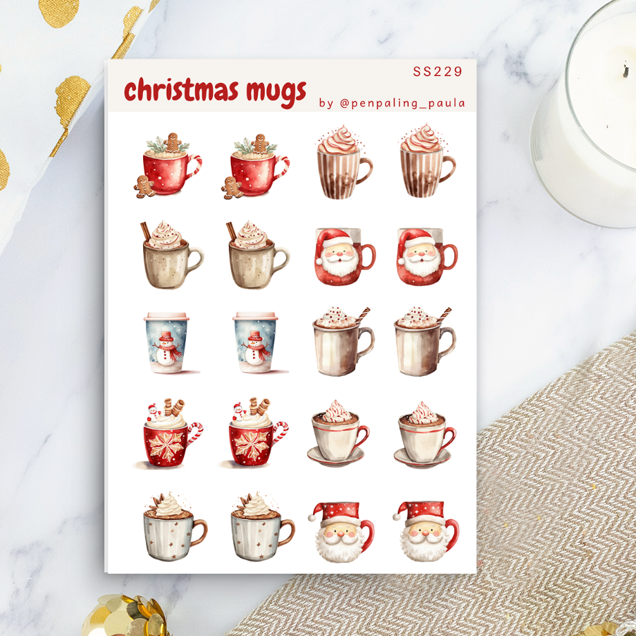 Christmas Mugs - Sticker Sheet – @penpaling_paula